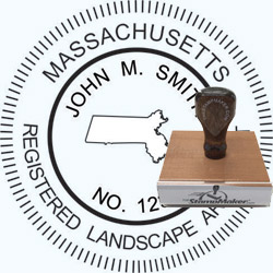 Massachusetts Wood Handle Landscape Architect Seal Stamp