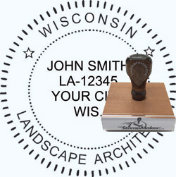 Wisconsin Wood Handle Landscape Architect Seal Stamp