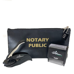 Lock and zippered pouch for notary kit