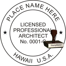 Hawaii Wood Handle Architect Stamp