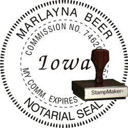 Iowa Wood Handle Notary Seal Stamp
