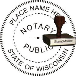 Wisconsin Wood Handle Notary Seal Stamp
